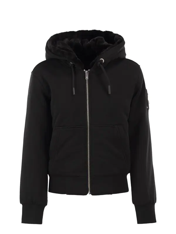 Moose Knuckles Classic Bunny Hooded Sweatshirt With Faux Fur Lining - Black