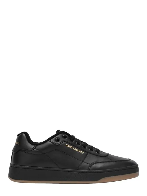 Saint Laurent Leather Lace-up Sneakers - Black
