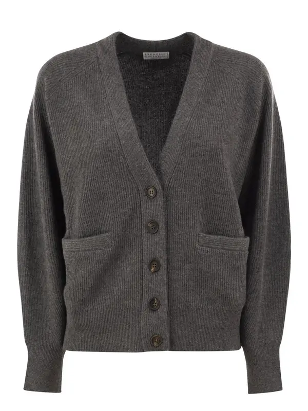Brunello Cucinelli Ribbed Cashmere V-neck Cardigan - Multicolor
