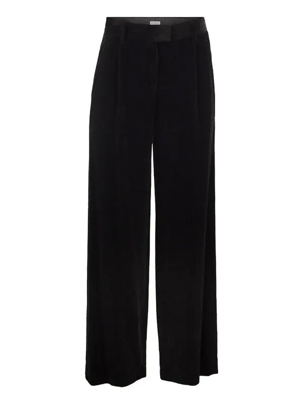 Brunello Cucinelli Wide-leg Corduroy Trousers - Black