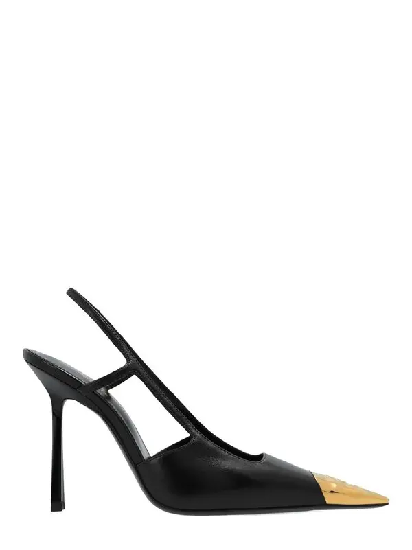 Saint Laurent Jeanne Leather Slingback Pumps With Metal Toecap - Multicolor
