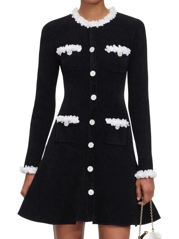 SELF-PORTRAIT Embellished Button-up Dress - Multicolor