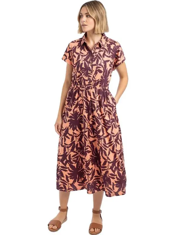 WEIRD FISH Artemis Printed Jersey Midi Dress - Sunset