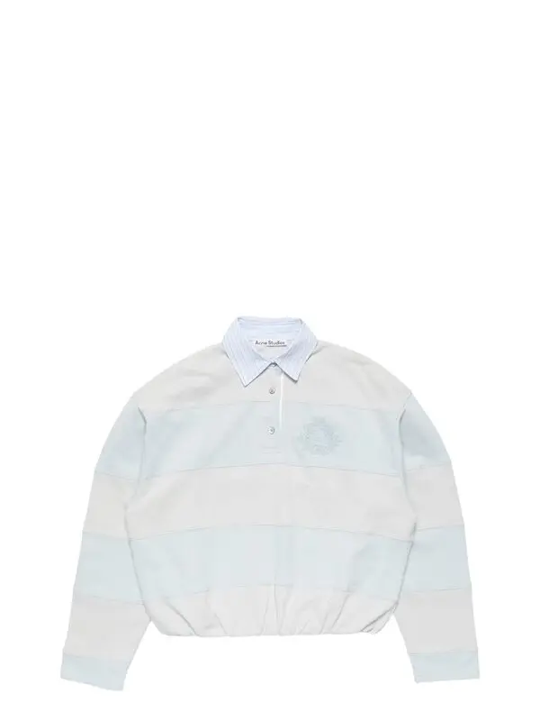 Acne Studios Striped Cotton Fleece Sweatshirt With Polo Collar - Multicolor