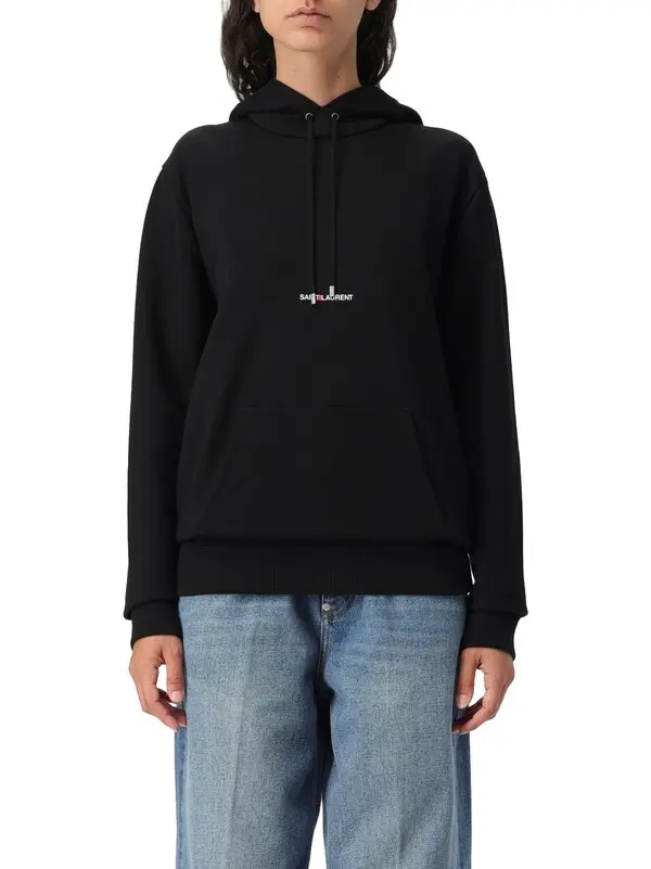 Saint Laurent Fleece Hooded Sweatshirt - Black