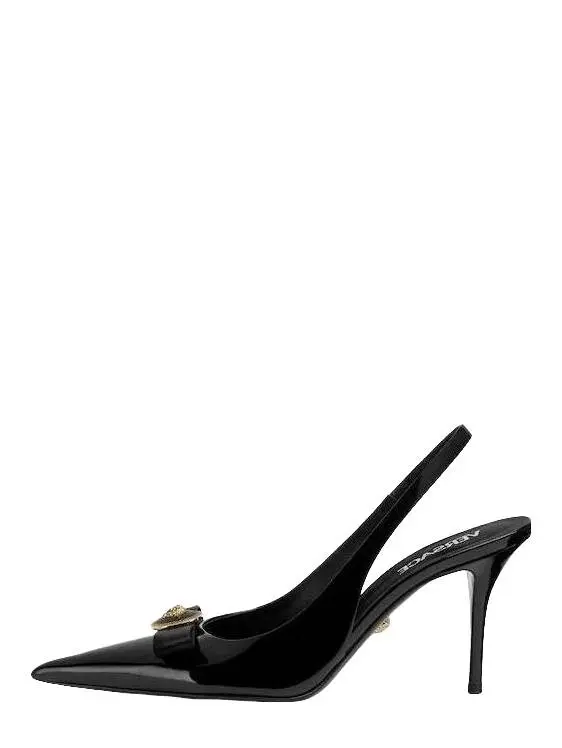Versace Ribbon Patent Slingbacks - Black