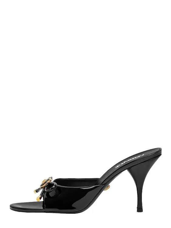 Versace Opera Bow Patent Mules 85 Mm - Black