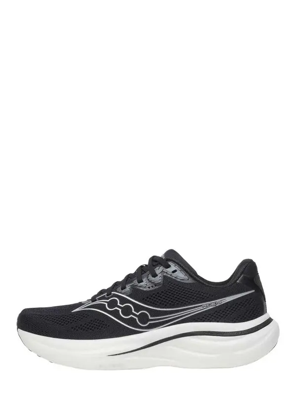 Saucony Ride 19 Wide Athletic Sneakers - Black/silver
