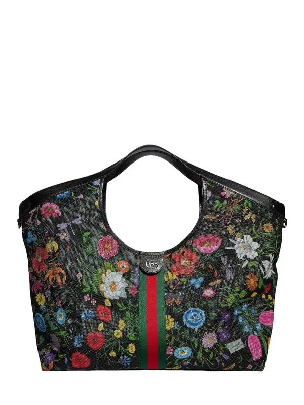 Gucci Giglio Flora Large Tote Bag - Black/multicolor