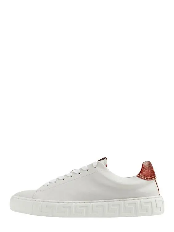 Versace Greca Leather Sneakers - Brown/white