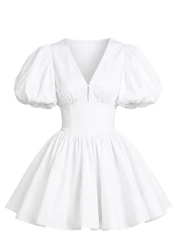 OFUURE Delilah Mini Dress With Puff Sleeves And Corset Waist - White