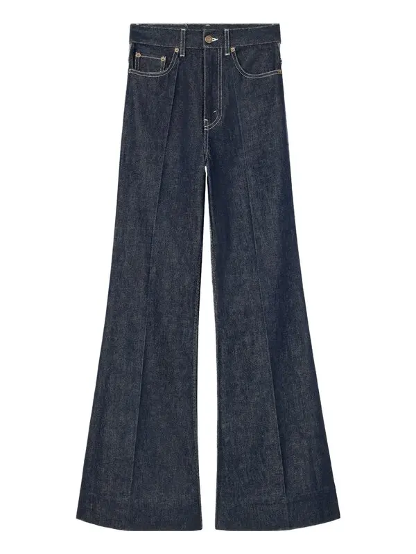 Celine Flare Jeans In Lightweight Cotton Denim - Black