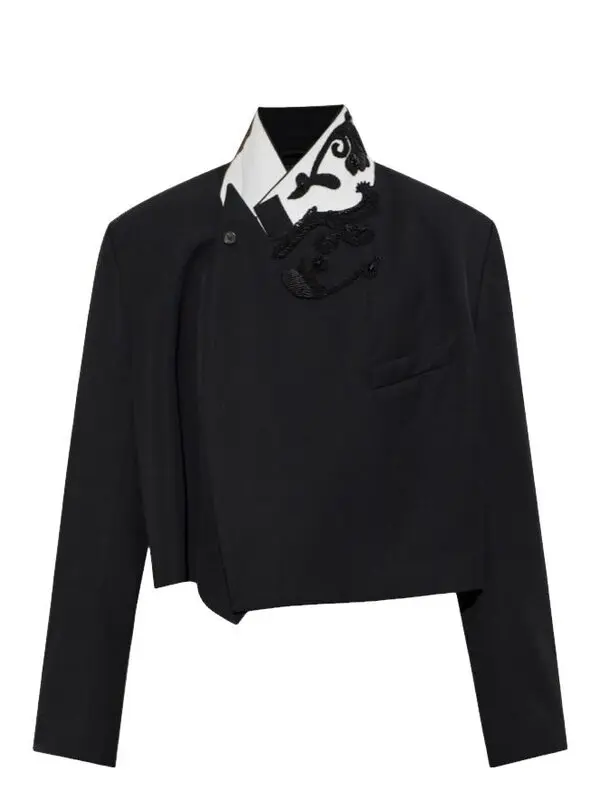 Dries Van Noten Embroidered Cropped Blazer - Black