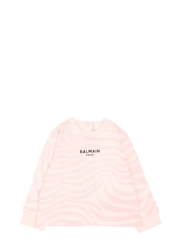Balmain Zebra Print Long Sleeve Sweatshirt - Pink