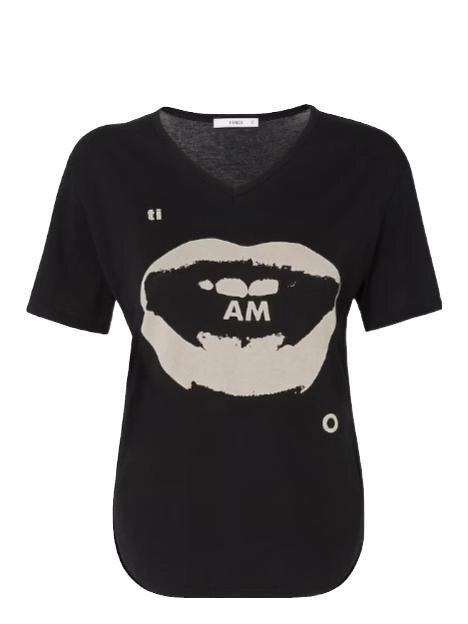 Fendi Jersey T-shirt With Ti Amo Print - Black
