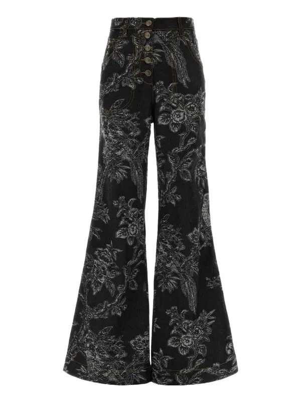 Etro Jacquard Flared Jeans - Black