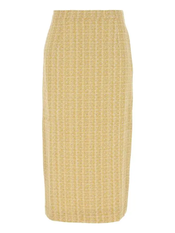Alessandra Rich Sequin Tweed Midi Skirt - Nude