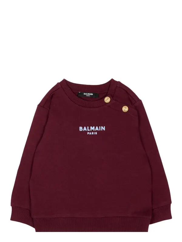 Balmain Logo-print Button Detail Sweater - Brown