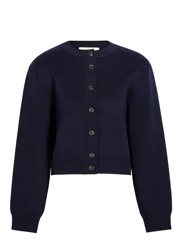 RÓHE Rohé Stretch-wool Cardigan With Padded Shoulders - Navy