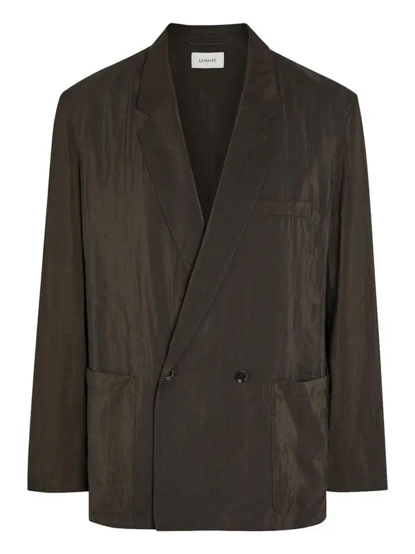 LEMAIRE Double-breasted Silk-blend Blazer - Brown Dark