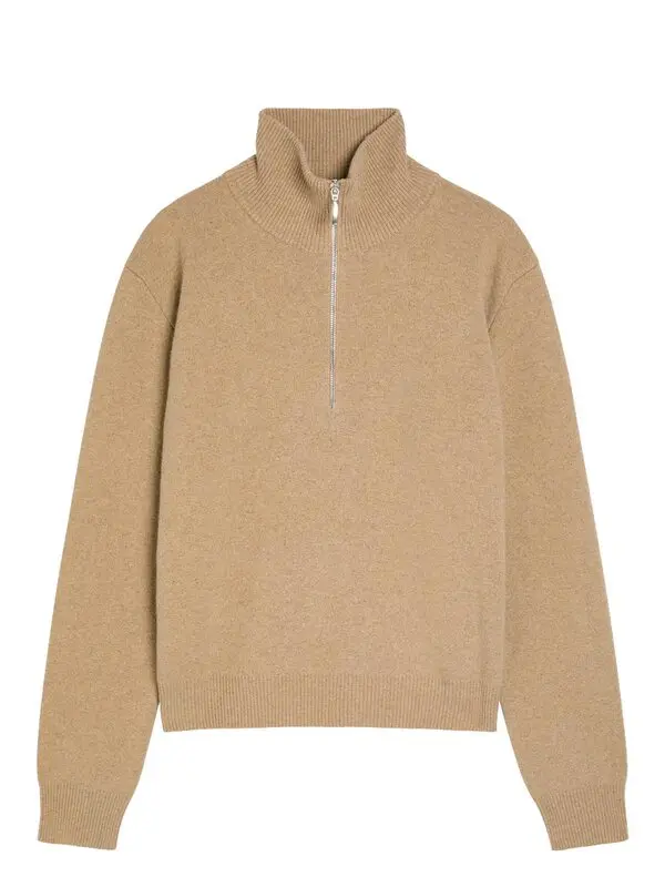 RÓHE Half-zip Wool-blend Jumper - Light Brown