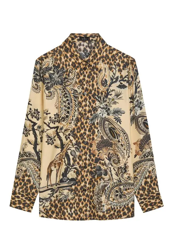 Etro Leopard And Paisley Print Silk Shirt - Multicoloured