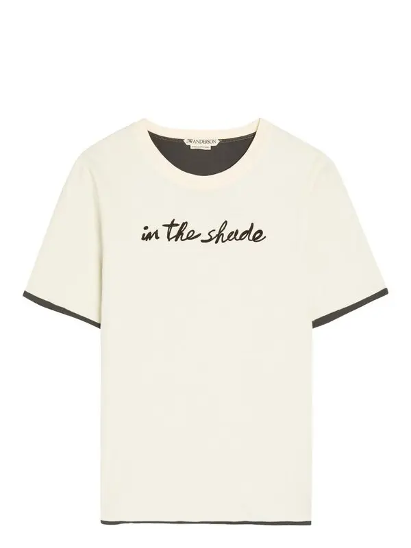 JW Anderson Embroidered Cotton T-shirt - Ecru