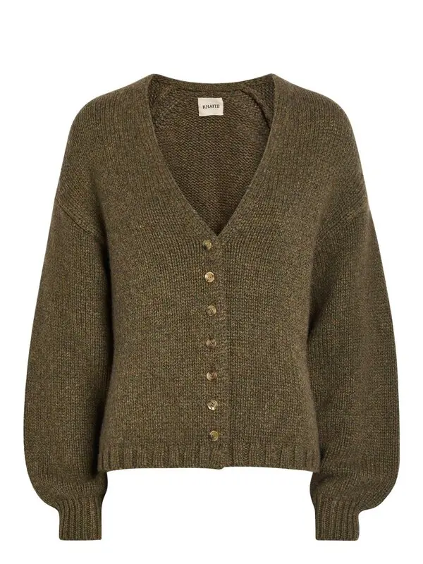 Khaite Axel V-neck Cashmere Cardigan - Khaki