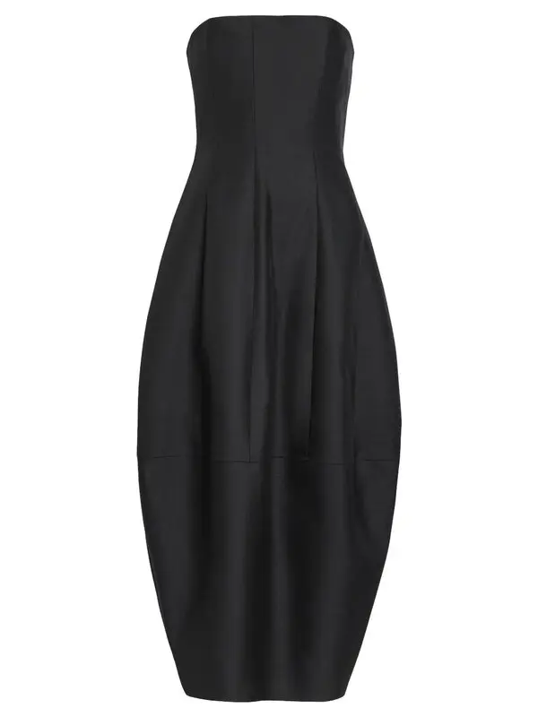 Khaite Stela Sculpted Strapless Wool-blend Midi Dress - Black