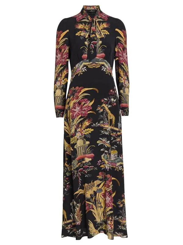 Etro Floral Print Chiffon Midi Dress - Multicoloured