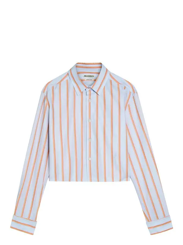 JW Anderson Striped Cropped Cotton-poplin Shirt - Blue