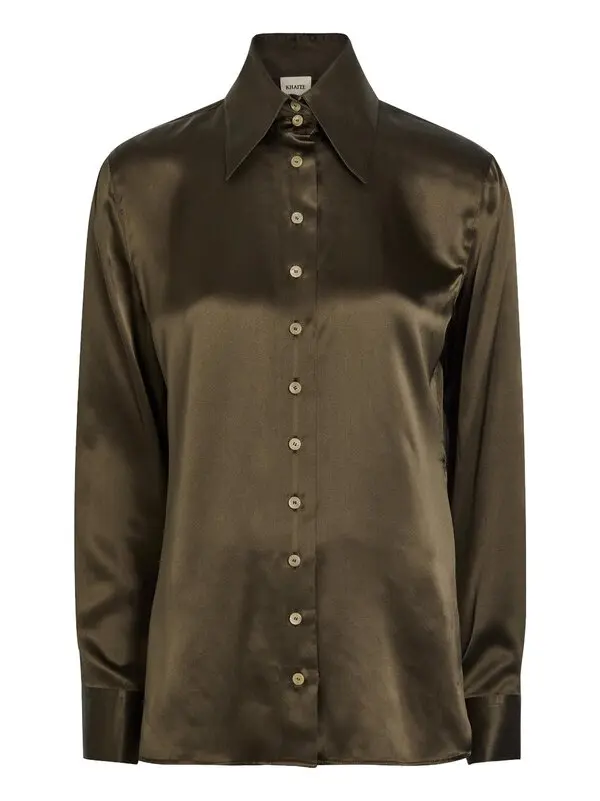 Khaite Ivy" Silk Shirt - Khaki