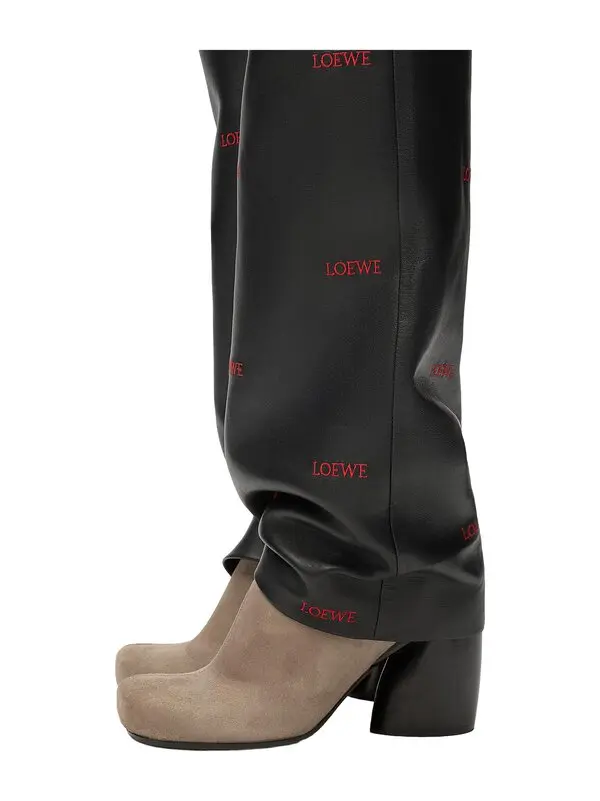 Loewe Oval Stretch Suede Ankle Booties With Block Heel - Hazelnut
