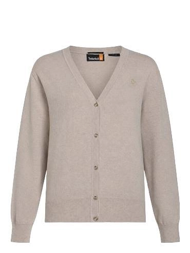 Timberland Wool Blend V-neck Cardigan With Embroidered Logo - Grey