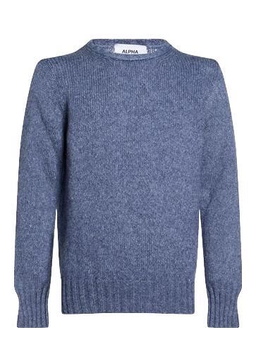 Alpha Studio Sweater In Wool Blend - Blue