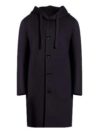 LARDINI Wool Hooded Coat - Blue