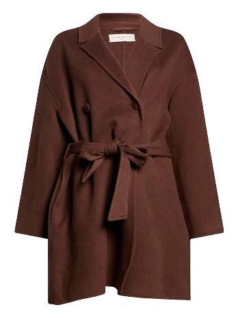 Officine Générale Chocolate Wool Belted Double Breasted Coat - Brown