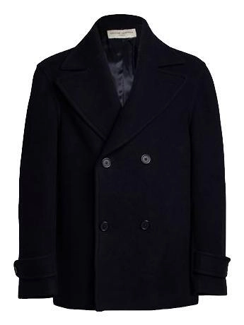 Officine Générale Double-breasted Virgin Wool And Polyamide Coat - Blue