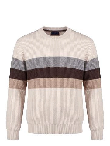Paul & Shark Striped Wool-nylon Crewneck Sweater - White