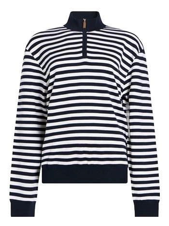 Paul & Shark Virgin Wool And Cashmere Striped Half-zip Sweater - Blue