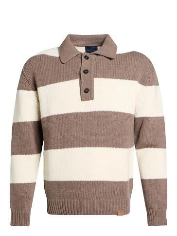 Paul & Shark Striped Wool Nylon Sweater - Taupe