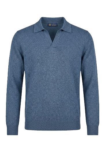 Paul & Shark Virgin Wool, Viscose, And Cashmere Polo Sweater - Blue