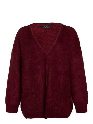 KAOS Mohair Wool Blend Cardigan - Red