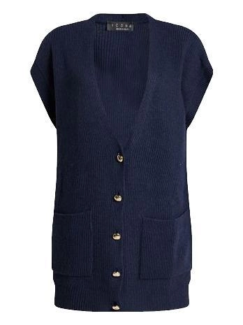 KAOS Sleeveless V-neck Cardigan - Midnight Blue