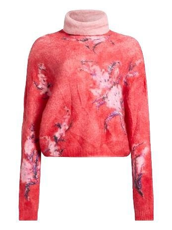DES_PHEMMES Floral Print Turtleneck Sweater - Red