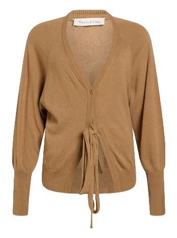 MANILA GRACE Cardigan With Tie Detail - Beige