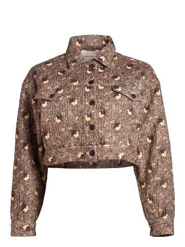 Antik Batik Jacquard Cropped Jacket - Brown