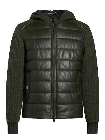 JACOB COHЁN Leather Quilted Hooded Jacket - Green