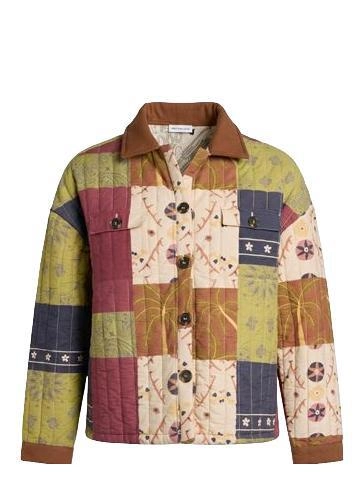 ARIZONA LOVE Puffer Cotton Linen Patchwork Quilted Jacket - Beige
