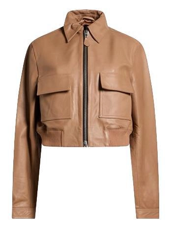 Hogan Leather Bomber Jacket - Beige